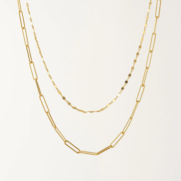 Lovers Tempo Arlo Paperclip Layered Necklace Gold - Crocus & Ivy Interiors